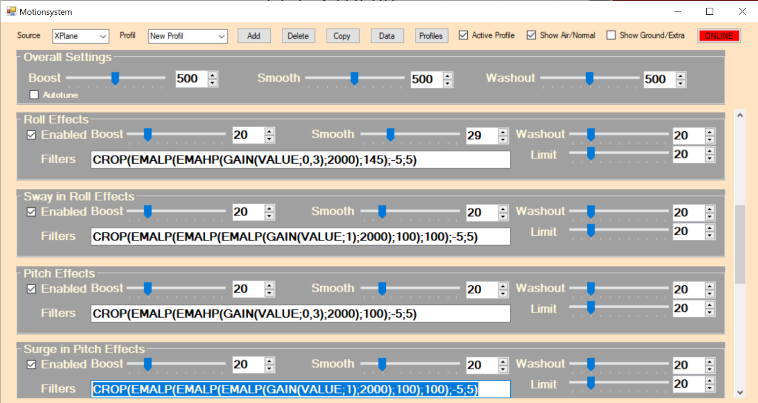 Efficient 6 Dof Motion Cueing Filter System Motion4sim